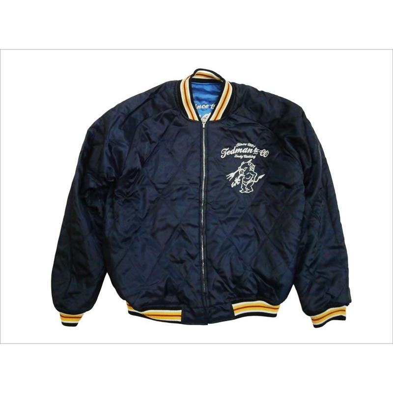 TEDMAN テッドマン TEDMAN/エフ商会 スカジャン TSK-059 総刺繍"LUCKY RED DEVIL" アメカジ サテン×ポリエステル リバーシブル・スカジャン インディゴ ...