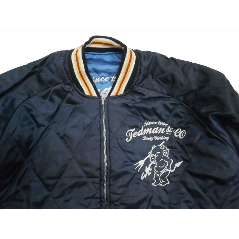 TEDMAN テッドマン TEDMAN/エフ商会 スカジャン TSK-059 総刺繍"LUCKY RED DEVIL" アメカジ サテン×ポリエステル リバーシブル・スカジャン インディゴ ...