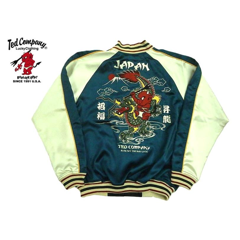 テッドマン TEDMAN/エフ商会 スカジャン TSK-060 総刺繍"龍・富士山・テッドマン" アメカジ ヘビーポリサテン リバーシブル・スカジャン 40(M)サイズ : tsk-060 ...