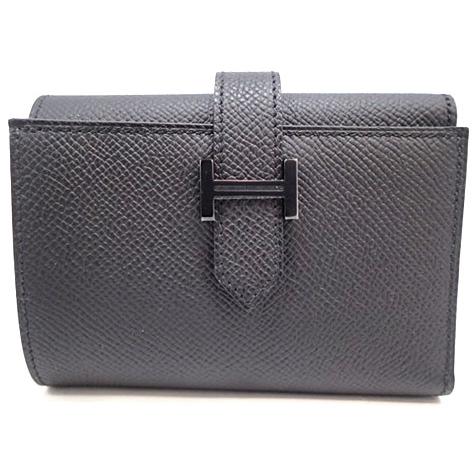 HERMES エルメス ベアン コンビネ EPSON コンパクトウォレット ノワール MONO CHROME / SILVER金具 ...