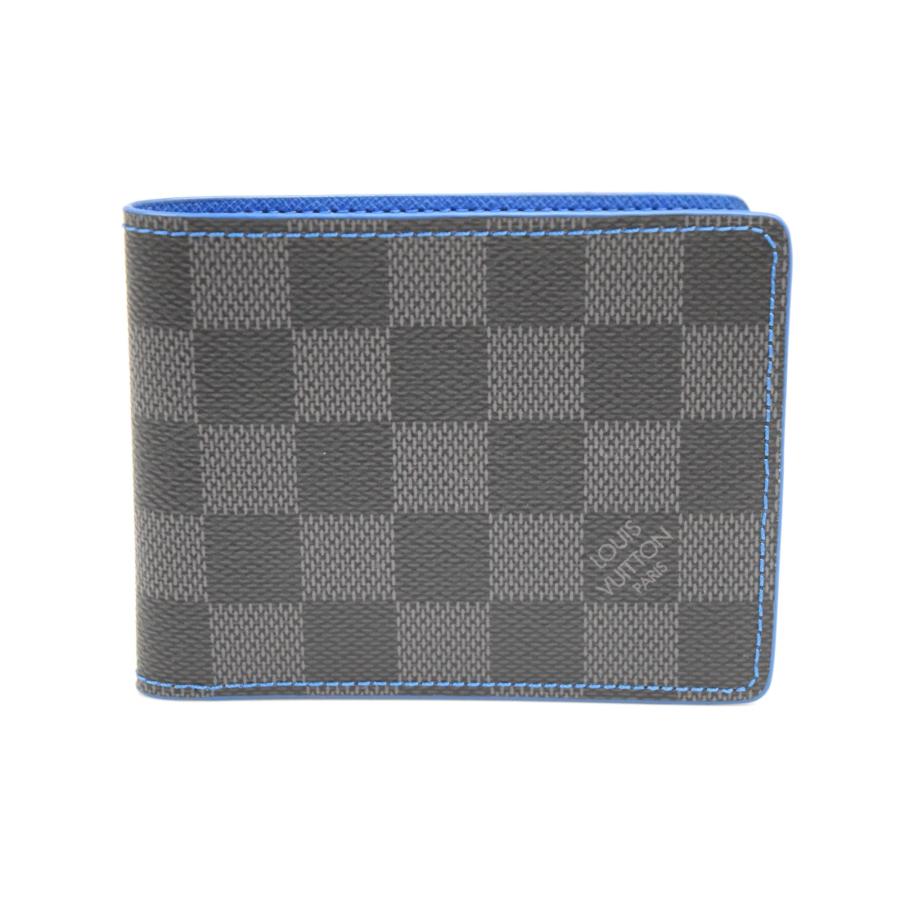 LOUIS VUITTON ルイ・ヴィトン ポルトフォイユ・スレンダー 二つ折り財布 グラフィット ブルー N64033 ...
