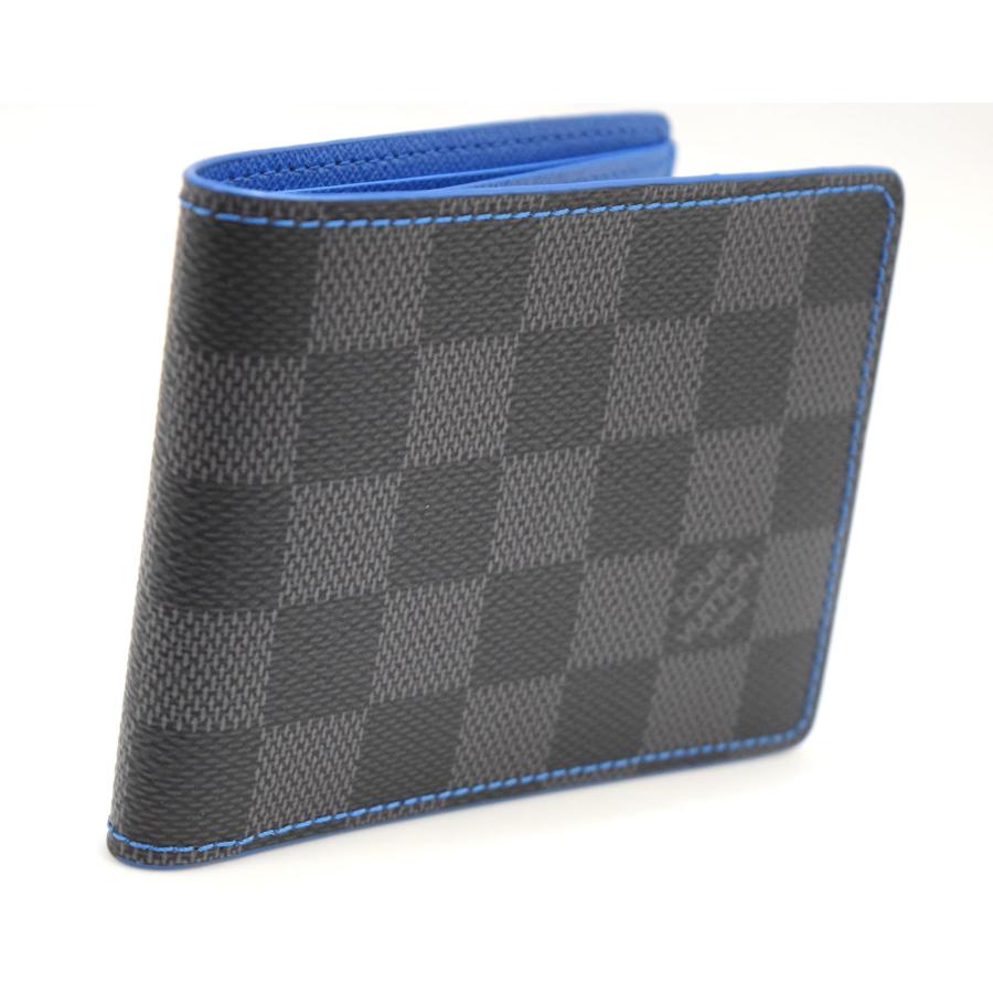 LOUIS VUITTON ルイ・ヴィトン ポルトフォイユ・スレンダー 二つ折り財布 グラフィット ブルー N64033 ...