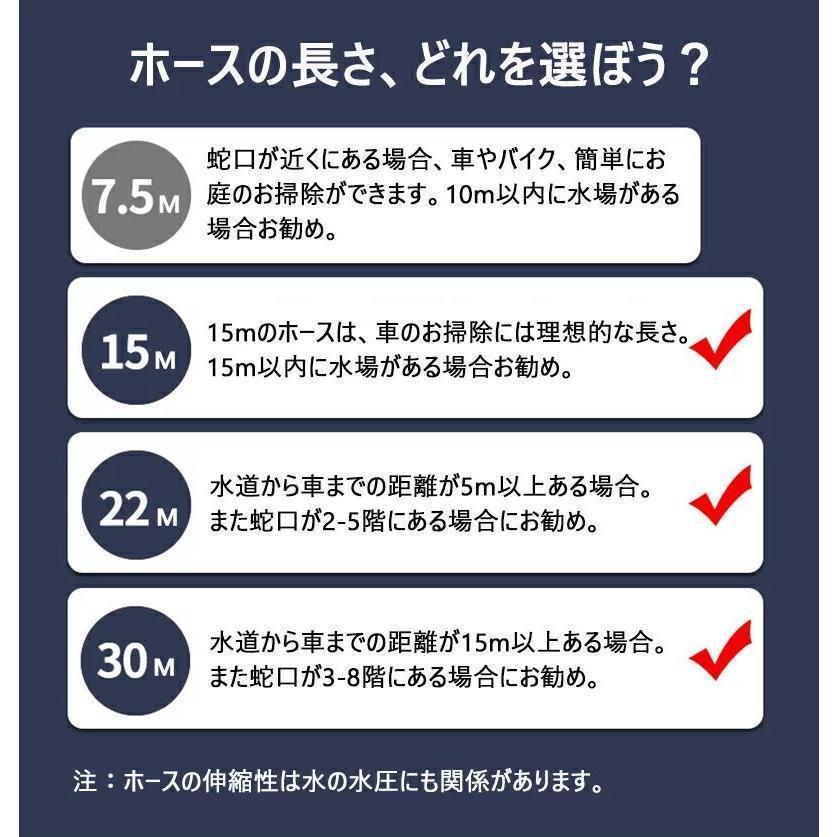 2023改良版 散水ホース 伸びるホース洗車 ホース 5M-15M 3倍に伸びる 高品質な布 銅制コネクタ10パターンノズル 耐久性 洗車 超軽量素材 持ち運びやすい : Buddyストア ...