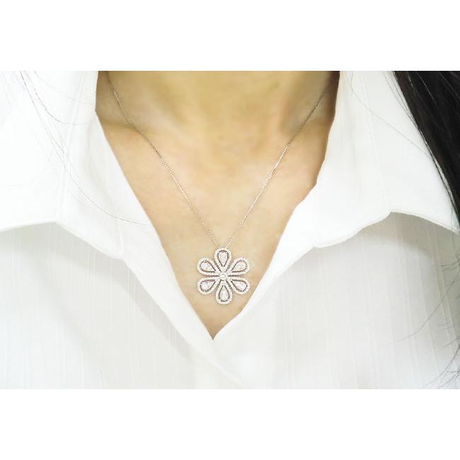 K18 ネックレス ダイヤモンド 1.00ct 天然ダイヤモンド 1カラット フラワー 花モチーフ YG PG WG ペンダント レディース ジュエリー 誕生石 記念日 プレゼント : バルジ ...