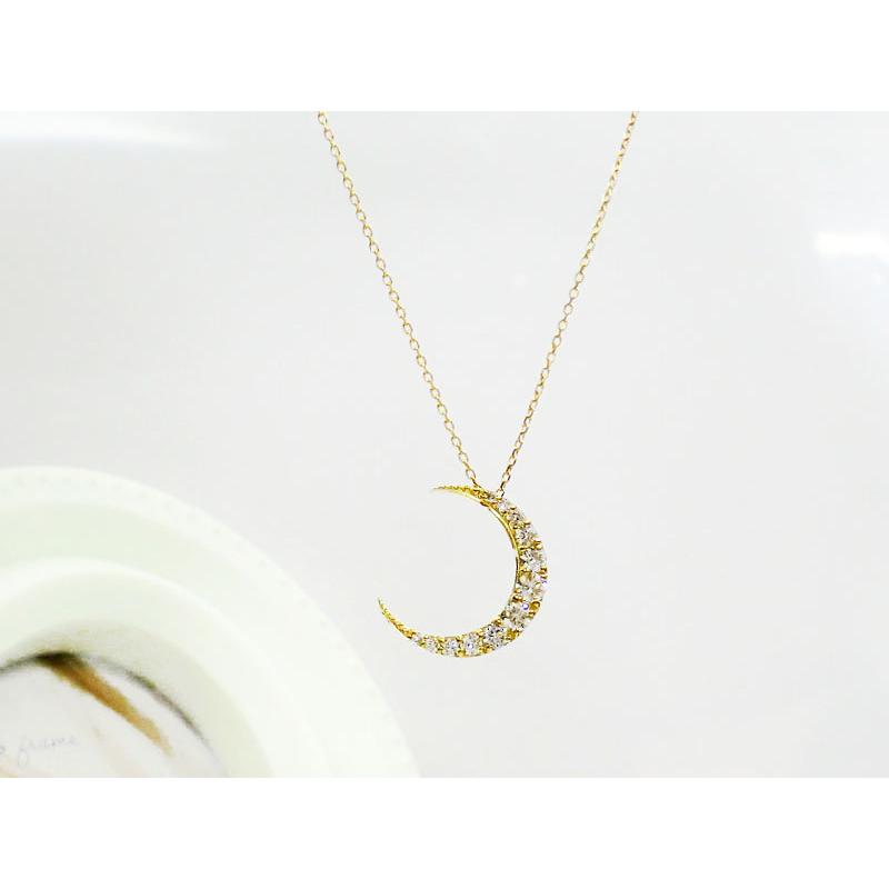 ムーン 三日月 ネックレス k18 月 リバーシブル 2way ダイヤモンド 0.3ct ダイヤ ゴールド 18金 YG PG WG レディース ジュエリー アクセ プレゼント : バルジ ...