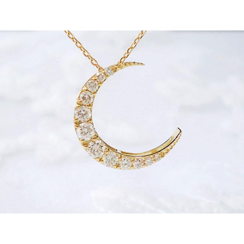 ムーン 三日月 ネックレス k18 月 リバーシブル 2way ダイヤモンド 0.3ct ダイヤ ゴールド 18金 YG PG WG レディース ジュエリー アクセ プレゼント : バルジ ...