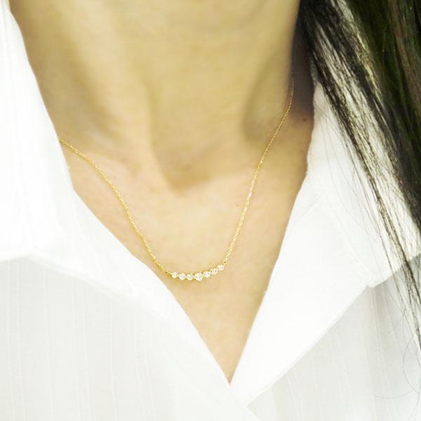 ダイヤモンド ネックレス ライン 0.20ct ダイヤ グラデーション k18 18金 ゴールド YG PG WG ペンダント ラインネックレス レディース ジュエリー : バルジ ...