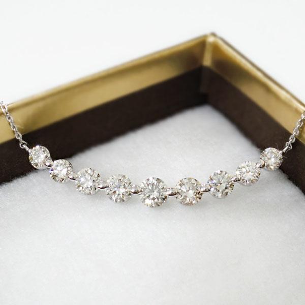 ダイヤモンド ネックレス ライン 1.00ct ダイヤ 1カラット グラデーション k18 ゴールド YG PG WG ペンダント ラインネックレス レディース ジュエリー : バルジ ...