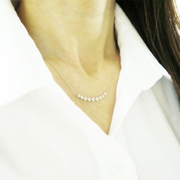 ダイヤモンド ネックレス ライン 1.00ct ダイヤ 1カラット グラデーション k18 ゴールド YG PG WG ペンダント ラインネックレス レディース ジュエリー : バルジ ...