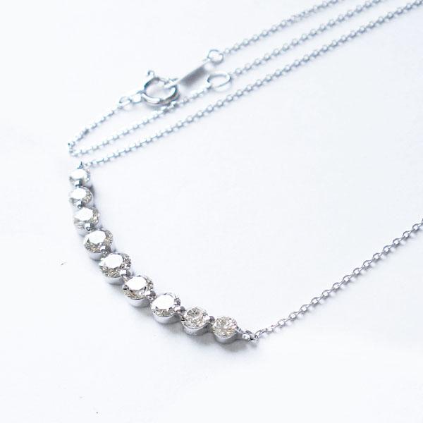 ダイヤモンド ネックレス ライン 1.00ct ダイヤ 1カラット グラデーション k18 ゴールド YG PG WG ペンダント ラインネックレス レディース ジュエリー : バルジ ...
