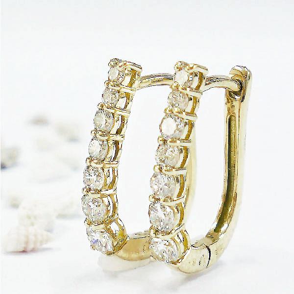 K18 ダイヤモンド 0.5ct フープ ピアス エタニティ 中折れピアス ダイヤ グラデーション 18金 YG PG WG レディース ジュエリー アクセ : バルジ - Bulge ...