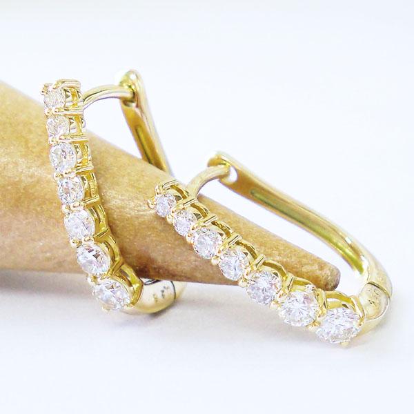 K18 ダイヤモンド 0.5ct フープ ピアス エタニティ 中折れピアス ダイヤ グラデーション 18金 YG PG WG レディース ジュエリー アクセ :PE2400:バルジ ...