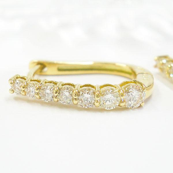 K18 ダイヤモンド 0.5ct フープ ピアス エタニティ 中折れピアス ダイヤ グラデーション 18金 YG PG WG レディース ジュエリー アクセ :PE2400:バルジ ...
