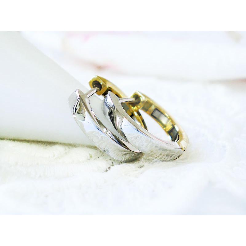 中折れ フープピアス K18/PT コンビネーション ピアス 2way リバーシブル 地金 18金 プラチナ 中折れピアス コンビ レディース ジュエリー プレゼント 記念日 : バルジ ...