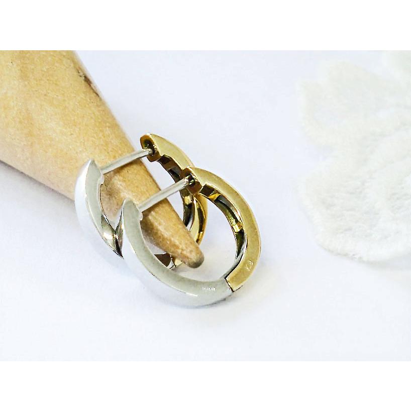 中折れ フープピアス K18/PT コンビネーション ピアス 2way リバーシブル 地金 18金 プラチナ 中折れピアス コンビ レディース ジュエリー プレゼント 記念日 : バルジ ...