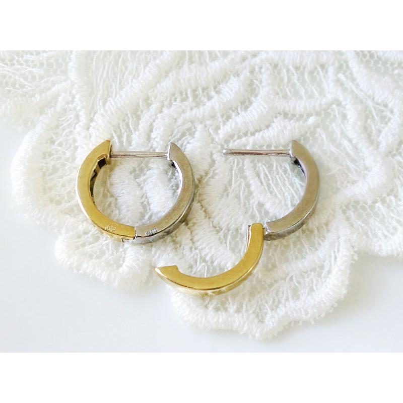 中折れ フープピアス K18/PT コンビネーション ピアス 2way リバーシブル 地金 18金 プラチナ 中折れピアス コンビ レディース ジュエリー プレゼント 記念日 : バルジ ...