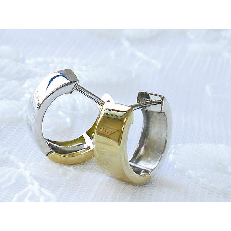 中折れ フープピアス K18/PT コンビネーション ピアス 2way リバーシブル 地金 18金 プラチナ 中折れピアス コンビ レディース ジュエリー プレゼント 記念日 : バルジ ...