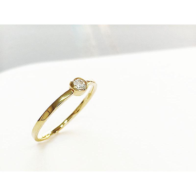 k18 ダイヤモンド リング 0.1ct 一粒ダイヤ ベゼルセッティング K18 ゴールド YG PG WG シンプル つけっぱなし 覆輪留め 細身 さり気なく レディース ジュエリー ...
