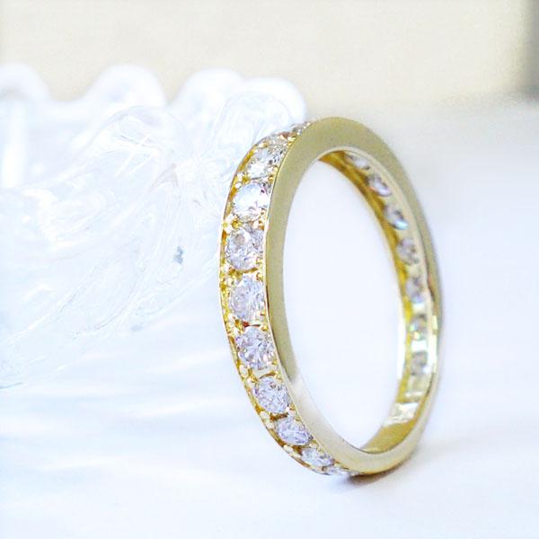 k18 エタニティ リング ダイヤモンド 1.00ct ハーフエタニティ 天然 ダイヤ 1カラット ゴールド PG YG WG シンプル レディース ジュエリー プレゼント : r6802 ...