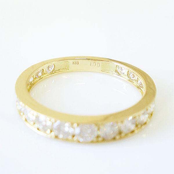 k18 エタニティ リング ダイヤモンド 1.00ct ハーフエタニティ 天然 ダイヤ 1カラット ゴールド PG YG WG シンプル レディース ジュエリー プレゼント : r6802 ...