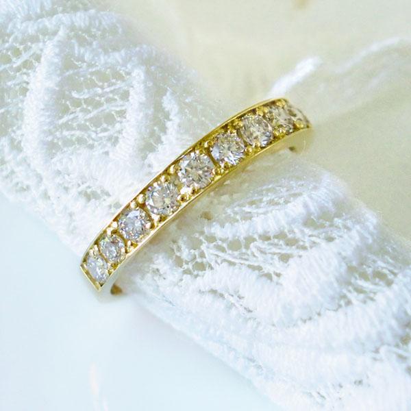 k18 エタニティ リング ダイヤモンド 1.00ct ハーフエタニティ 天然 ダイヤ 1カラット ゴールド PG YG WG シンプル レディース ジュエリー プレゼント : r6802 ...