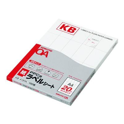 KOKUYO コクヨ PPC用ラベルシート（共用タイプ） A4 100枚入 20面カット 白 KB-A191 : 文房具ネットショッピング - 通販 - Yahoo!ショッピング