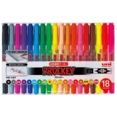 水性マーカー uni PROCKEY プロッキー 細字 18色セットPM-120T 18C(N) メール便可 : 文具王のOSK Yahoo ...