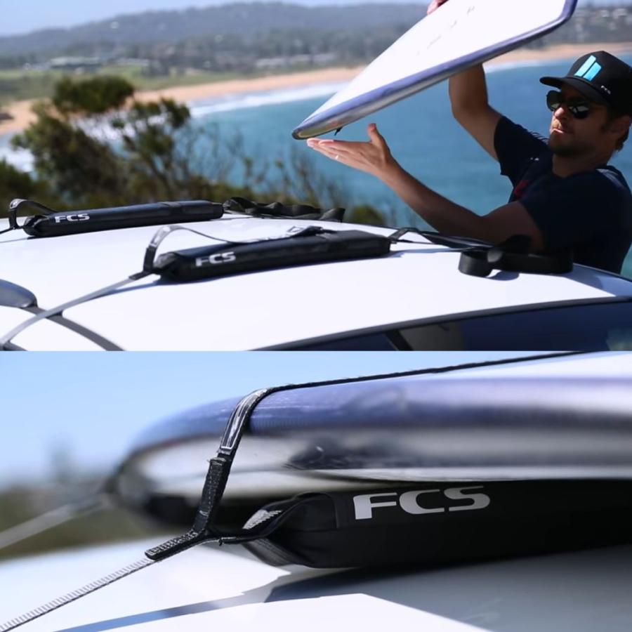 FCS D-RING SINGLE SOFT RACKS 1列 エフシーエス D-ring ロック ソフトラック シングル ソフトキャリアー 簡易サーフボードキャリア カー用品 車載 ...
