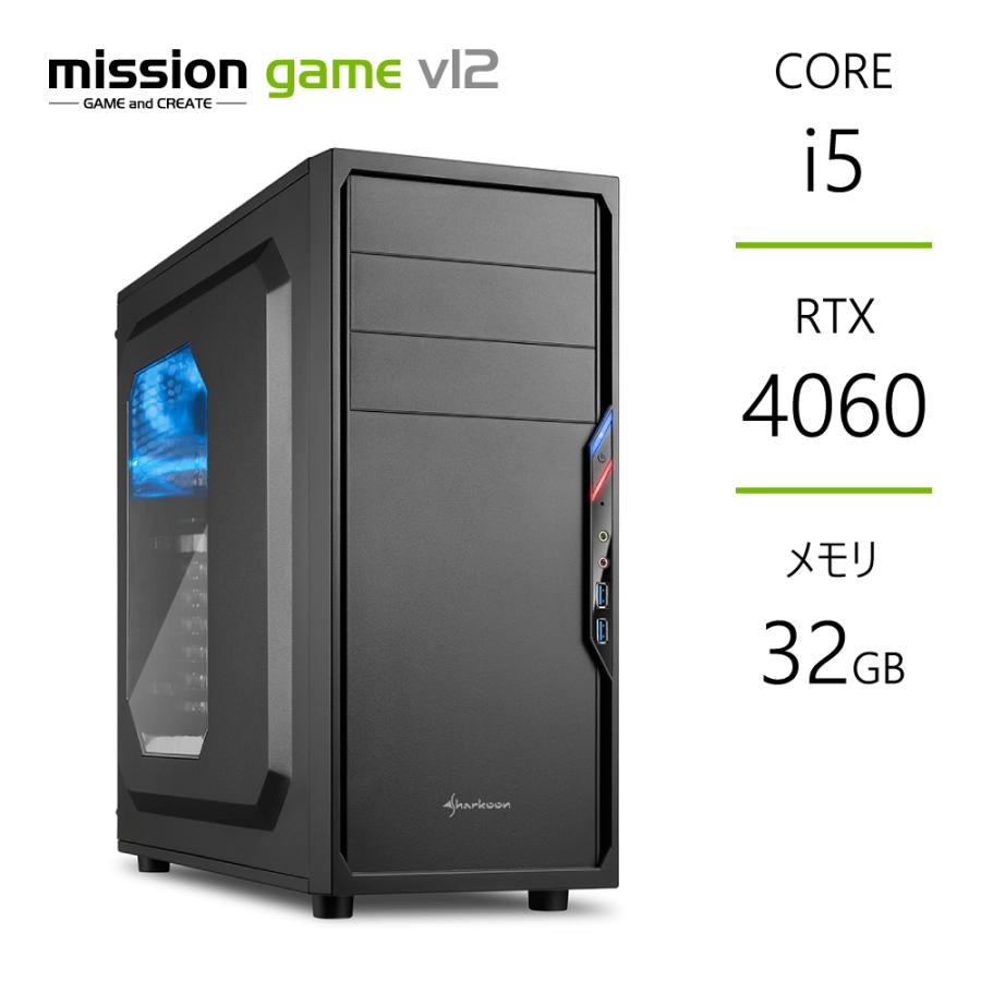 ゲーミングPC RTX4060 Core i5-12400F メモリ32GB SSD1TB B760 BTO デスクトップ Mission :i125f-g406n-m:Mission ...