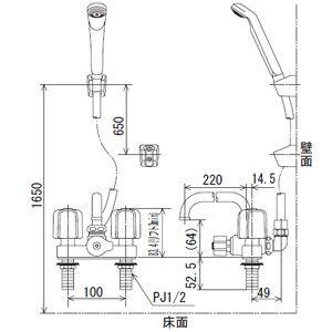 KVK 水栓 ケーブイケー KF12E デッキ形2ハンドルシャワー : BUZAIYA - 通販 - Yahoo!ショッピング