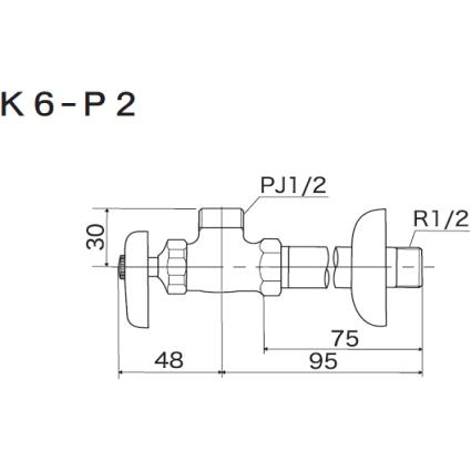 KVK 水栓 ケーブイケー K6-P2 K6P2 アングル形止水栓 (銅パイプ・ナットなし・固定こま) : BUZAIYA - 通販 - Yahoo!ショッピング