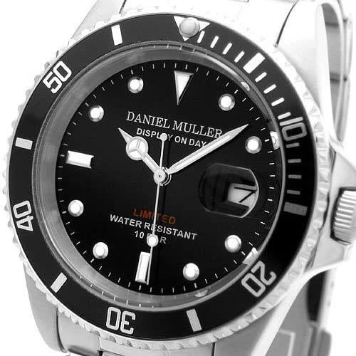 DANIEL MULLER ダニエルミューラー 腕時計 ステンレス製 100m防水 ダイバーズウォッチ ブラック DM-2018BK : BuzzHobby - 通販 - Yahoo!ショッピング