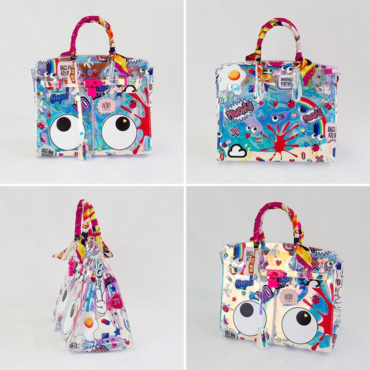 EYE THEME アイテーマ ベルト付きクリア トートバッグ ET1831 レディース バッグ ハンドバッグ クリア 個性的 総柄 かわいい おしゃれ : BUZZTOWN(バズタウン ...