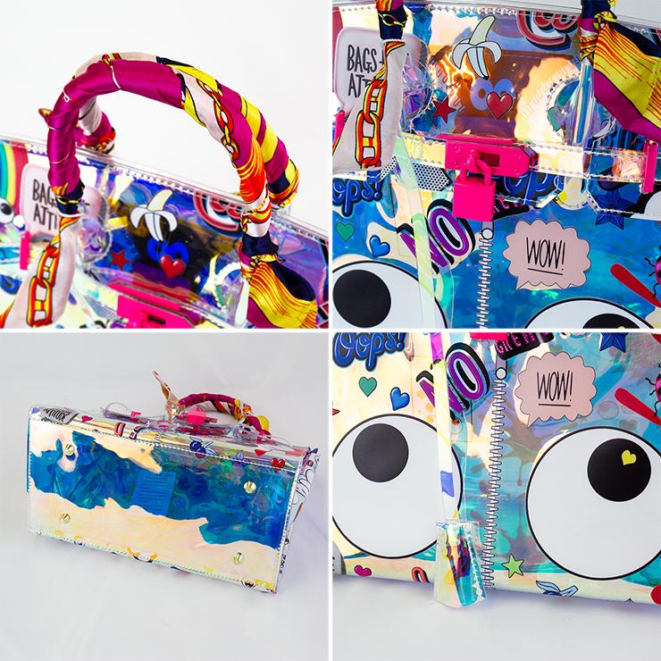 EYE THEME アイテーマ ベルト付きクリア トートバッグ ET1831 レディース バッグ ハンドバッグ クリア 個性的 総柄 かわいい おしゃれ : BUZZTOWN(バズタウン ...