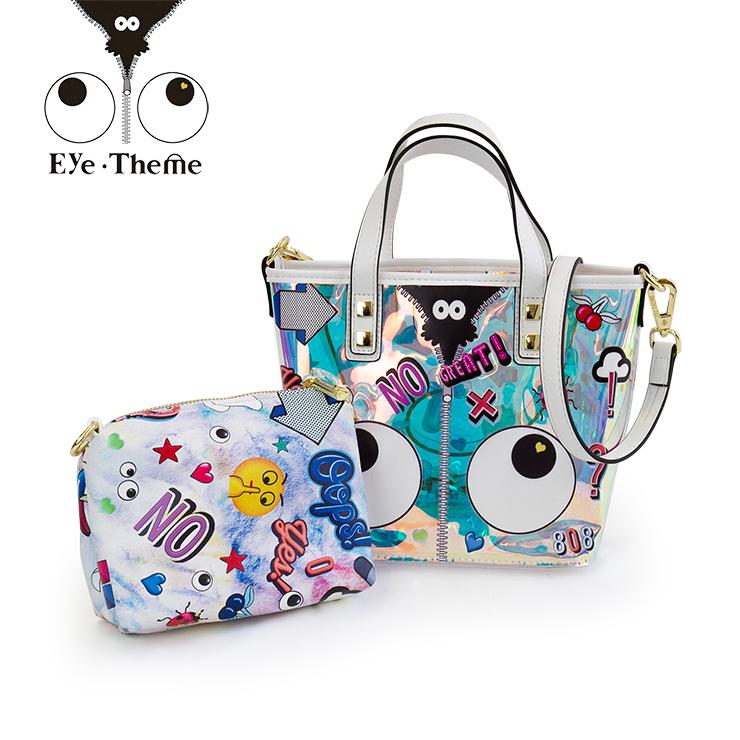 EYE THEME アイテーマ オーロラ 2wayスモールトートバッグ et2184 レディース バッグ ハンドバッグ 小さい クリア プリント ポーチ付き PVC : BUZZTOWN(バズ ...