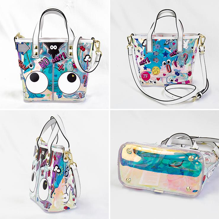 EYE THEME アイテーマ オーロラ 2wayスモールトートバッグ et2184 レディース バッグ ハンドバッグ 小さい クリア プリント ポーチ付き PVC : BUZZTOWN(バズ ...