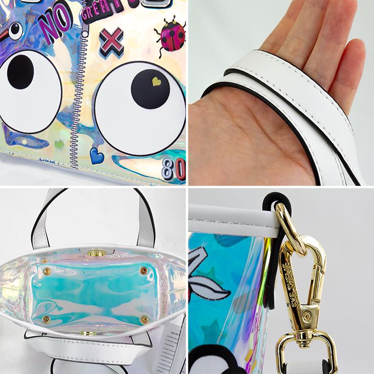 EYE THEME アイテーマ オーロラ 2wayスモールトートバッグ et2184 レディース バッグ ハンドバッグ 小さい クリア プリント ポーチ付き PVC : BUZZTOWN(バズ ...