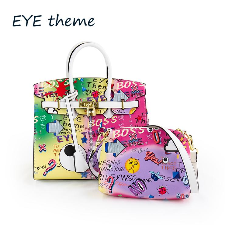 EYE THEME アイテーマ ベルト付き PVC トートバッグ ET2338 レディース バッグ ハンドバッグ プリント 個性的 総柄 かわいい おしゃれ : BUZZTOWN(バズタウン ...