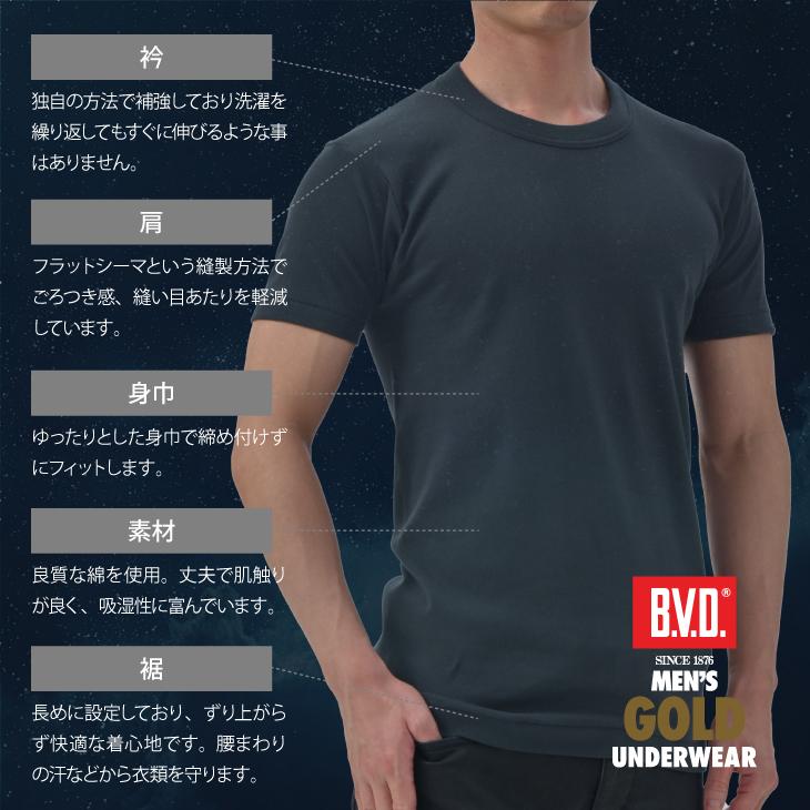 BVD GOLD 丸首 半袖 Tシャツ 限定 COLOR TOUGH NECK 綿100％ （LL）GF013 メンズ bvd 肌着 下着 インナー : gf013-ll : B.V.D.e ...