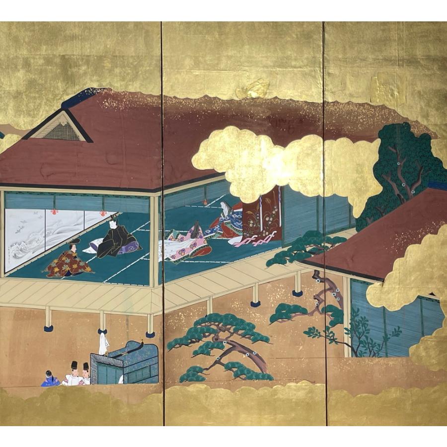 84c 金台肉筆 大和絵 屏風 : 屏風屋 - 通販 - Yahoo!ショッピング