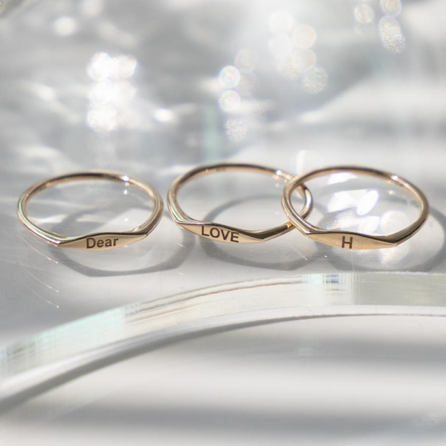 メッセージを刻む 【新作】18金 リング 指輪 レディース イニシャル 刻印 K18 18k 10金 10k K10 ピンキーリング シンプル ペアリング : coffret a bijoux ...