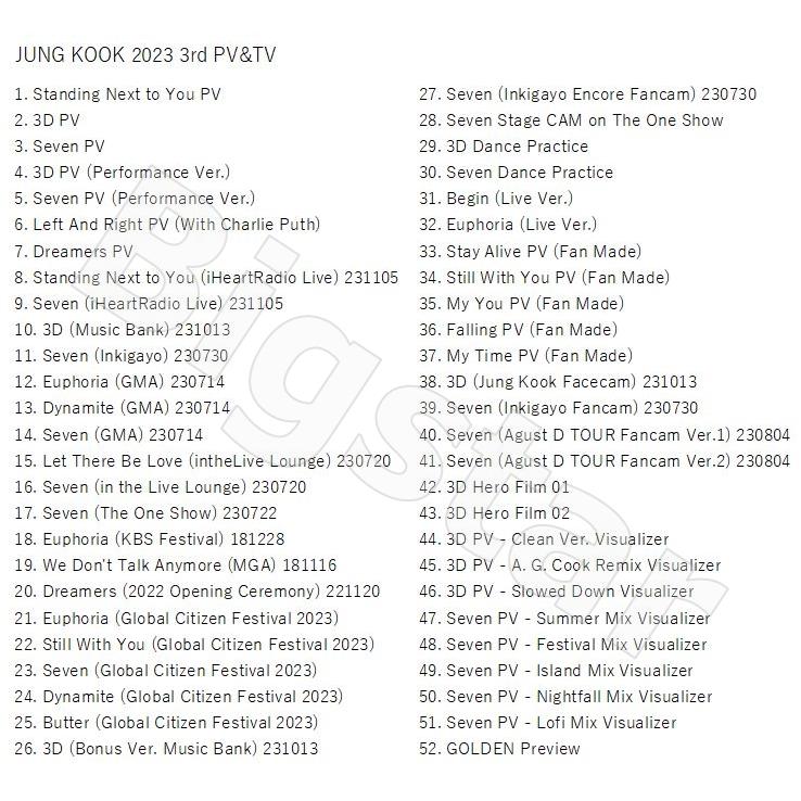 K-POP DVD/ バンタン JUNGKOOK 2023 3rd PV/TV★Standing Next to You 3D Seven/ ジョングク BANGTAN KPOP DVD ...