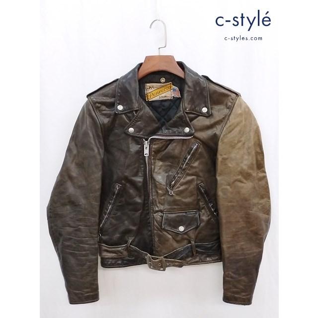 D243 [人気] schott ショット レザー ダブルライダース 38 ブラウン系 アメリカ製 | O★ : c-style - 通販 - Yahoo!ショッピング
