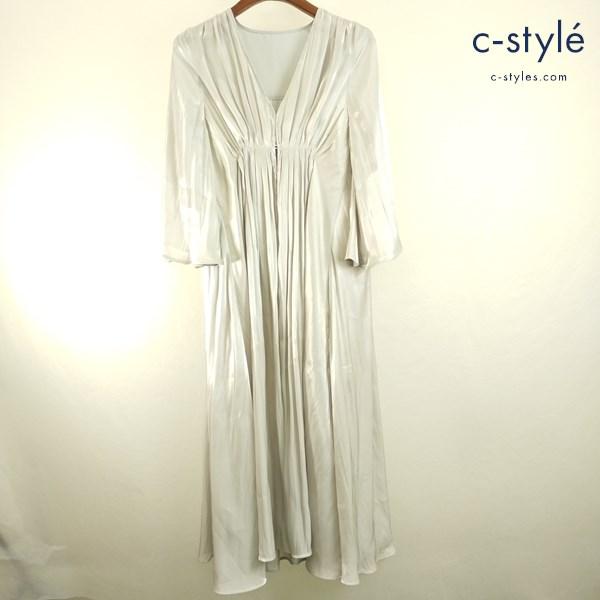 F080 [人気] AMERI アメリ ドレス ワンピース S グレー系 MEDI GATHER NEGLIGEE DRESS ロング丈 無地 レディース | G★ : c-style ...