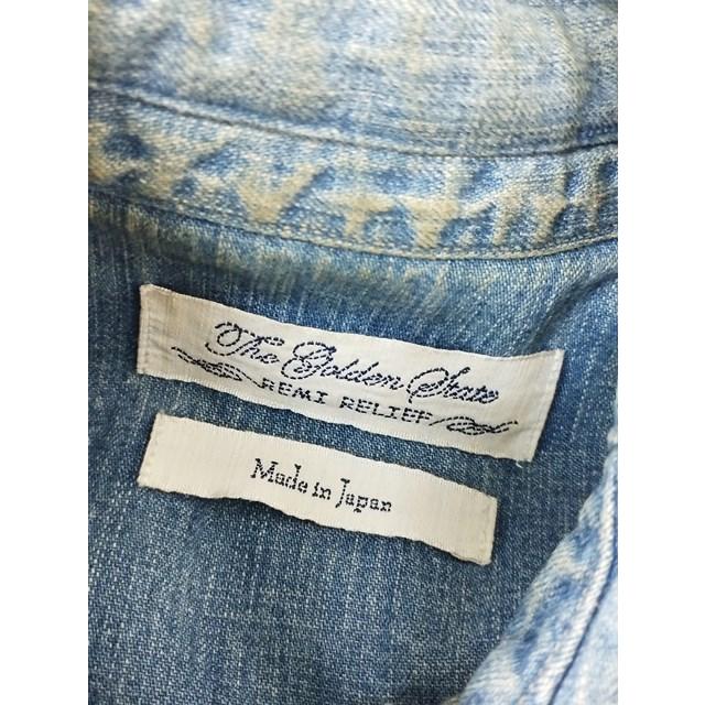 Y097 [人気] REMI RELIEF レミレリーフ ウエスタンデニムシャツ 長袖 フラワースタッズ ダメージ加工 S インディゴ | Y ...