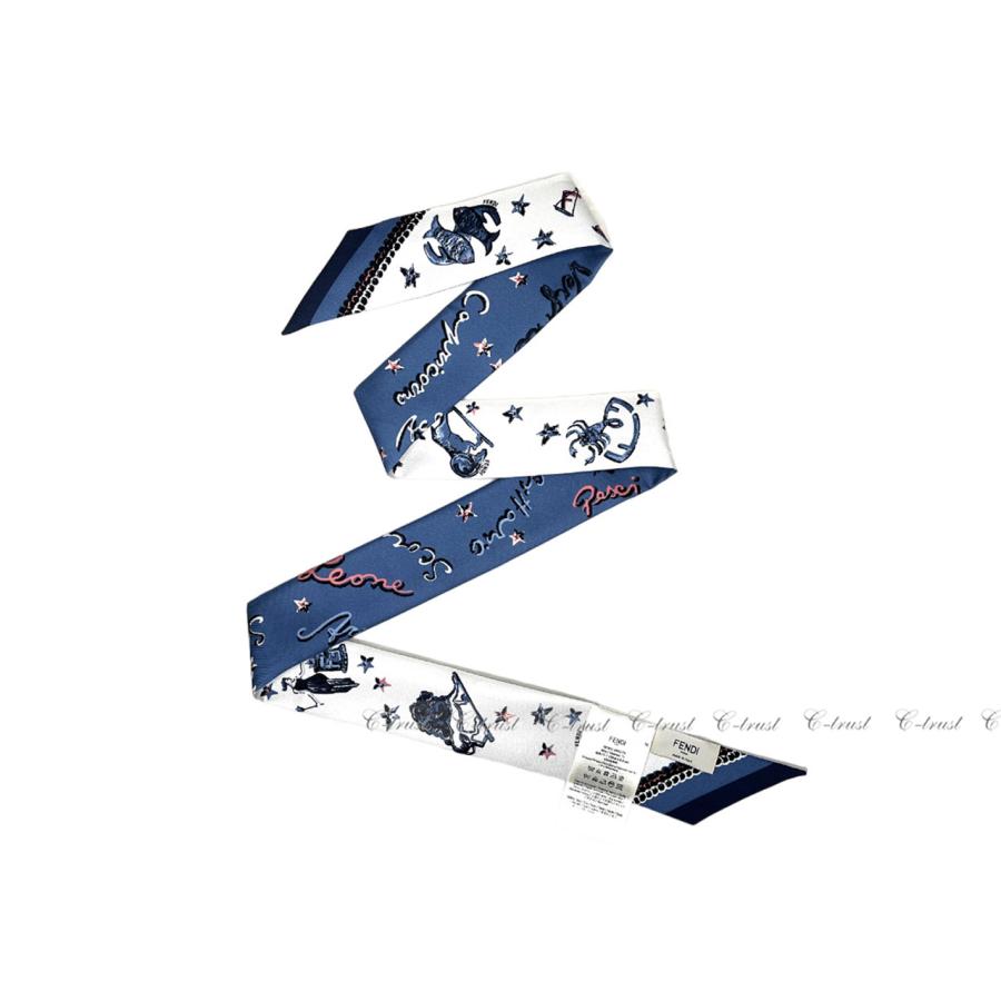 L109- FENDI フェンディ Wrappy シルク 100% BAG ハンドル スカーフ リボン シュシュ 3WAY イタリア製 新品 ...