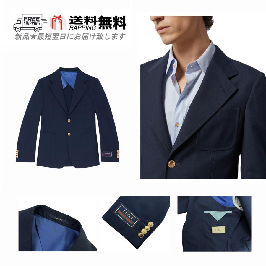 GUCCI L339-48.. グッチ ジャケット JK テーラード フォーマル ワッペン ロゴ シングル イタリア製 新品 ★ 4240 ネイビー : C-Trust - 通販 ...