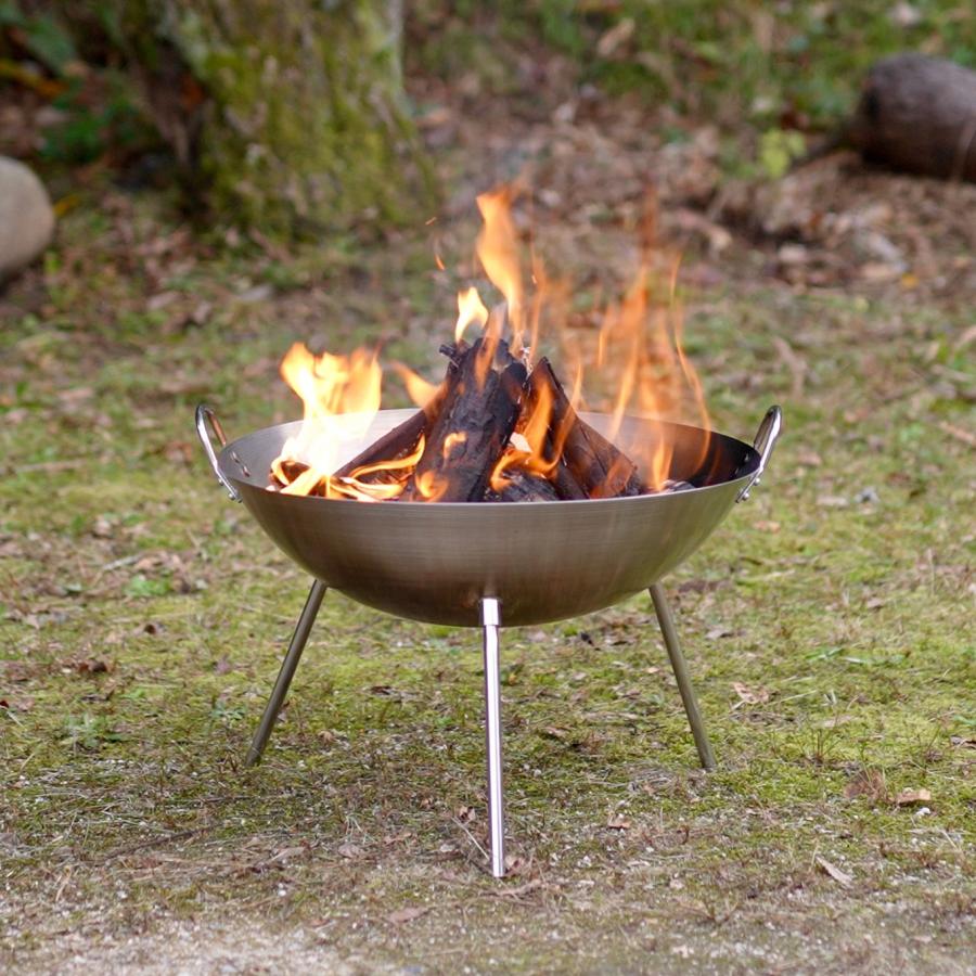 中華鍋型焚火台、ステンレス製、焚き火で鍋料理にも使えます cacomoca Fire Pit WOK 50cmファイヤーピット・ワック 50cm : wok50 : ファイヤーピット ...