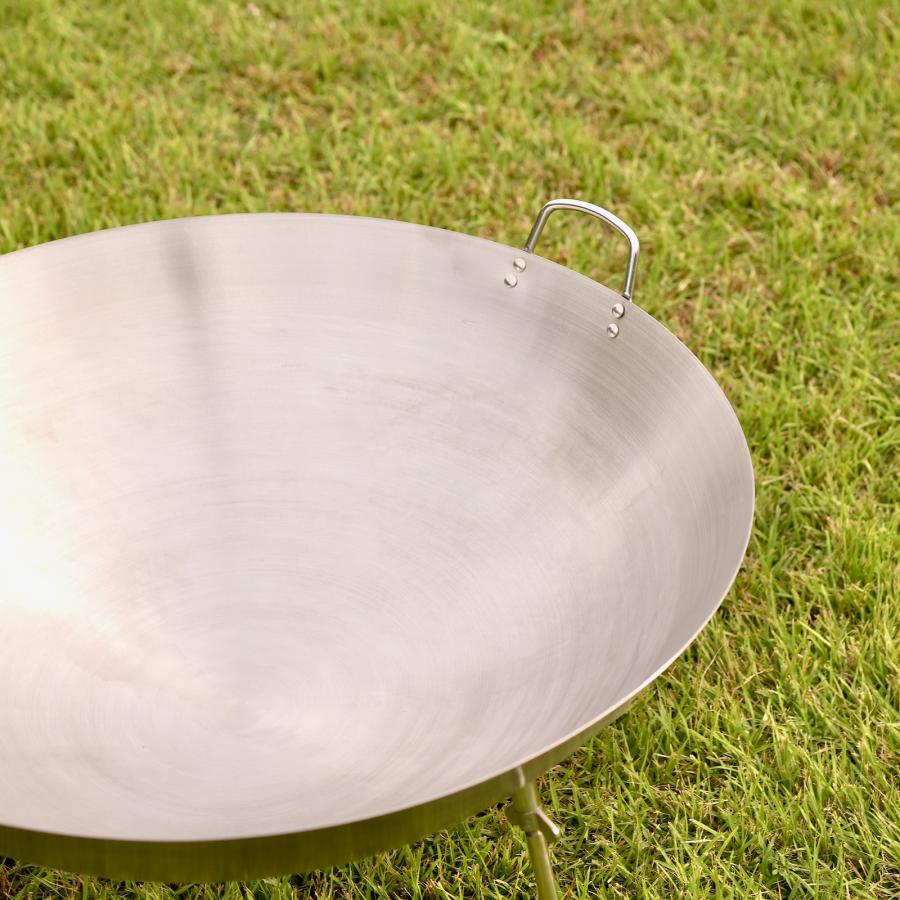 中華鍋型焚火台、ステンレス製、焚き火で鍋料理にも使えます cacomoca Fire Pit WOK 80cmファイヤーピット・ワック ...