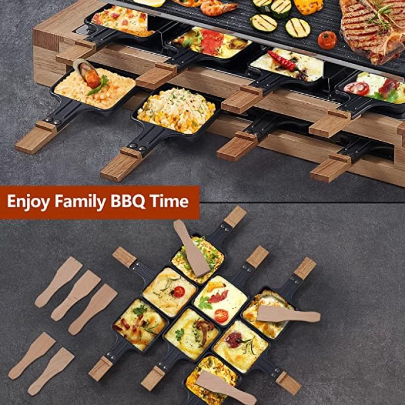 COKLAI ラクレットグリル リバーシブルプレート 8人用 食洗機可 Indoor Grill Raclette Tabl ...